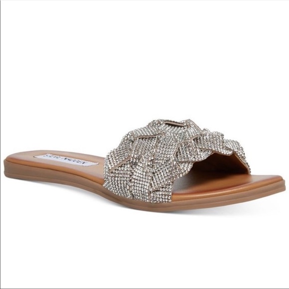Steve Madden | Shoes | Steve Madden Phayra Rhinestone Braided Slides ...